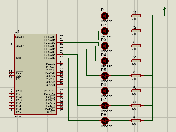 单片机8051接8个LED闪烁_单片机8个led灯循环点亮程序-CSDN博客