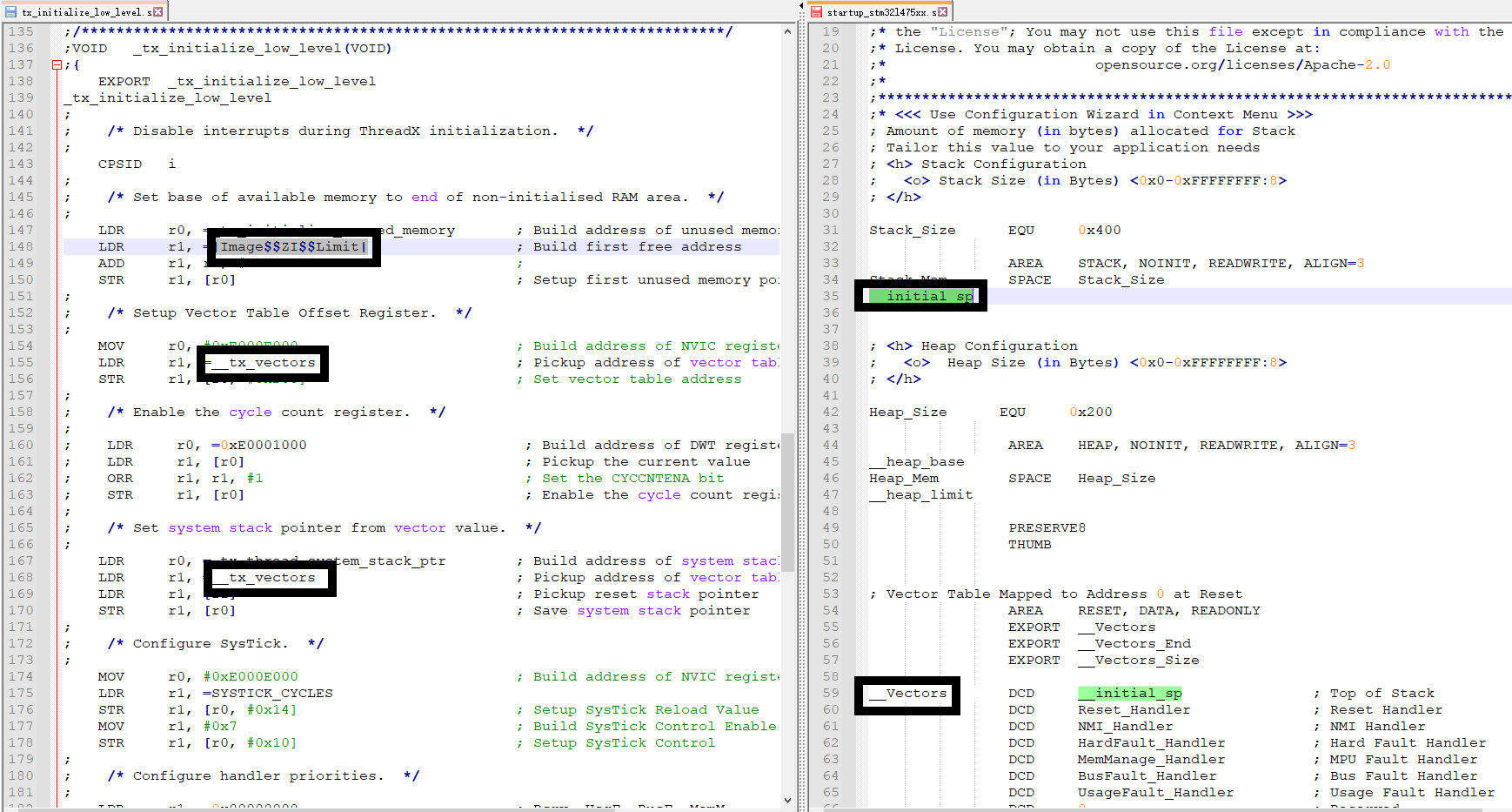 ThreadX最小移植及tx_initialize_low_level.s的简要分析_stm32cubemx threadx-CSDN博客