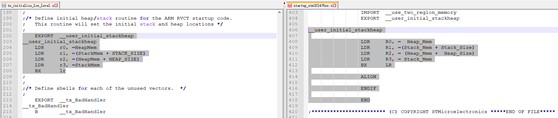 ThreadX最小移植及tx_initialize_low_level.s的简要分析_stm32cubemx threadx-CSDN博客