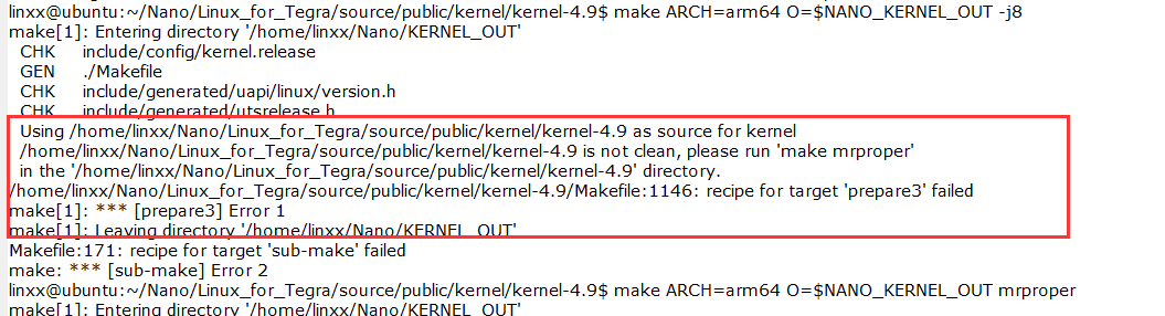 kernel-4.9 is not clean, please run ‘make mrproper 报错的解决方法_is not clean, please run 'make ...