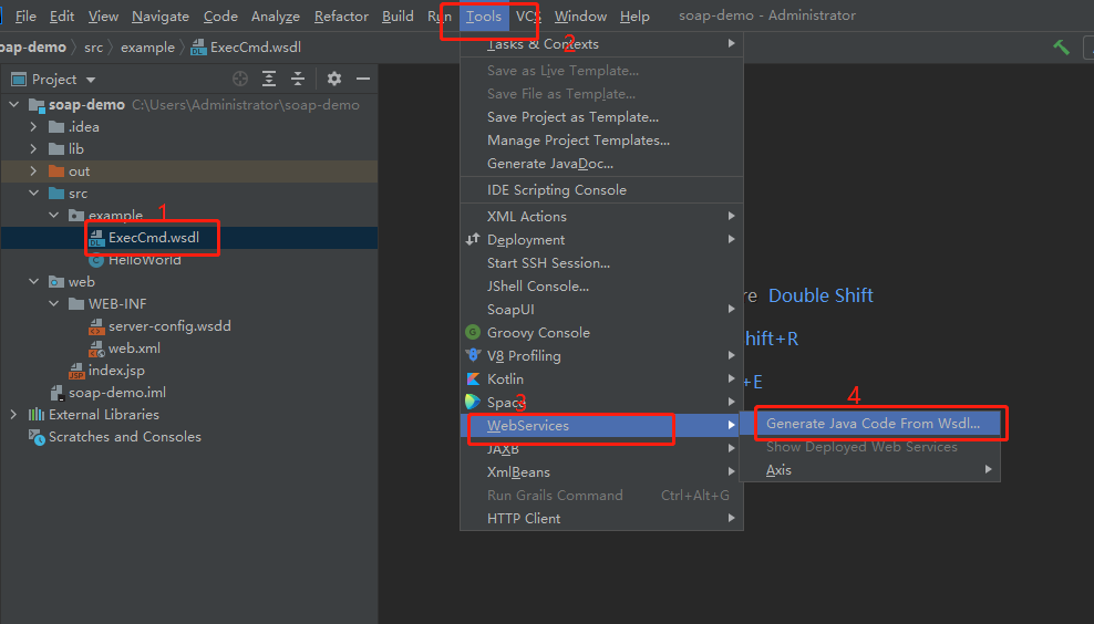 IDEA利用自带Axis工具和wsdl文件反向生成服务端客户端代码详细流程_idea wsdl-CSDN博客