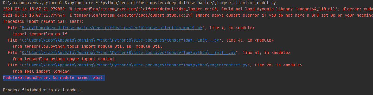 ModuleNotFoundError: No module named ‘absl‘_modulenotfounderror: no module named 'absl-CSDN博客