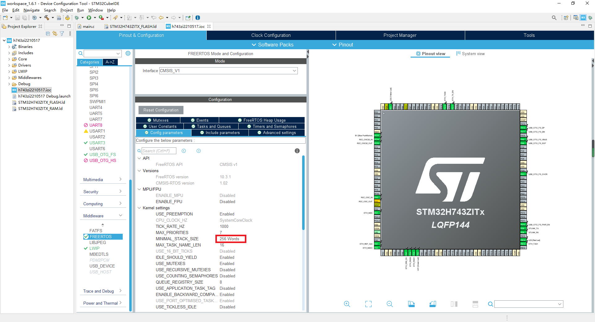 NUCLEO-H743ZI2开发板在STM32CubeIDE 1.6.1环境下使用FreeRTOS和LWIP实现网络通信_stm32h743zi2-CSDN博客