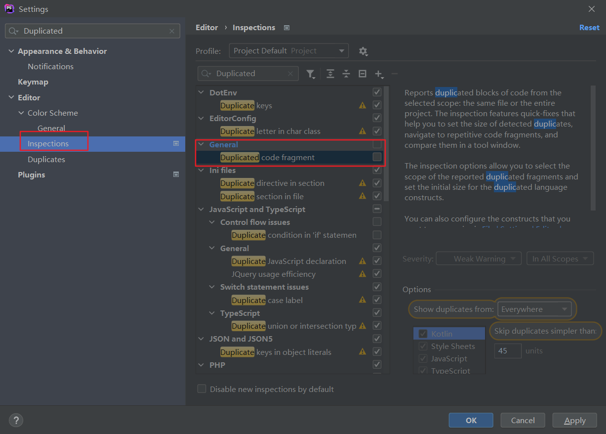 Phpstorm 提示 Duplicated Code Fragment 16 Lines Long Csdn博客 