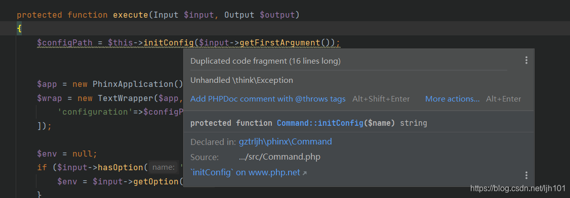 Phpstorm 提示 Duplicated Code Fragment 16 Lines Long Csdn博客