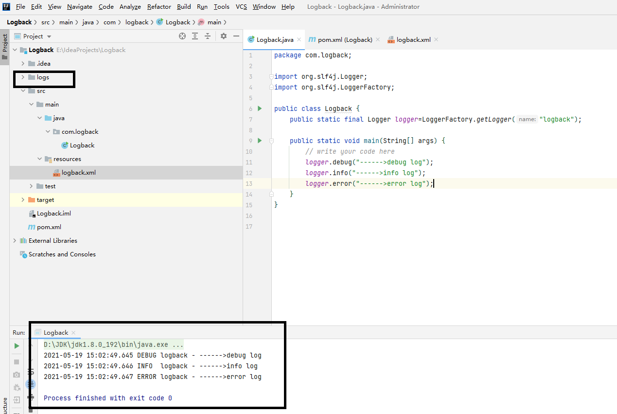 [Java基础]IDEA使用maven配置logback日志_idea项目加logback日志-CSDN博客