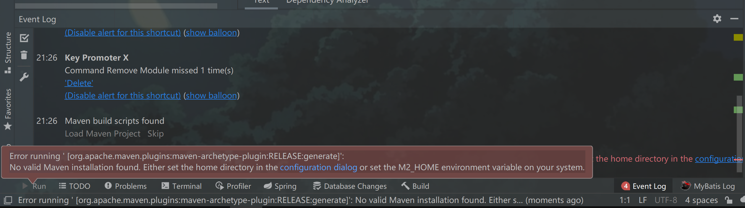 IDEA创建maven项目报错Error running‘[org.apache.maven.plugins:maven-archetype-plugin:RELEASE:generate ...
