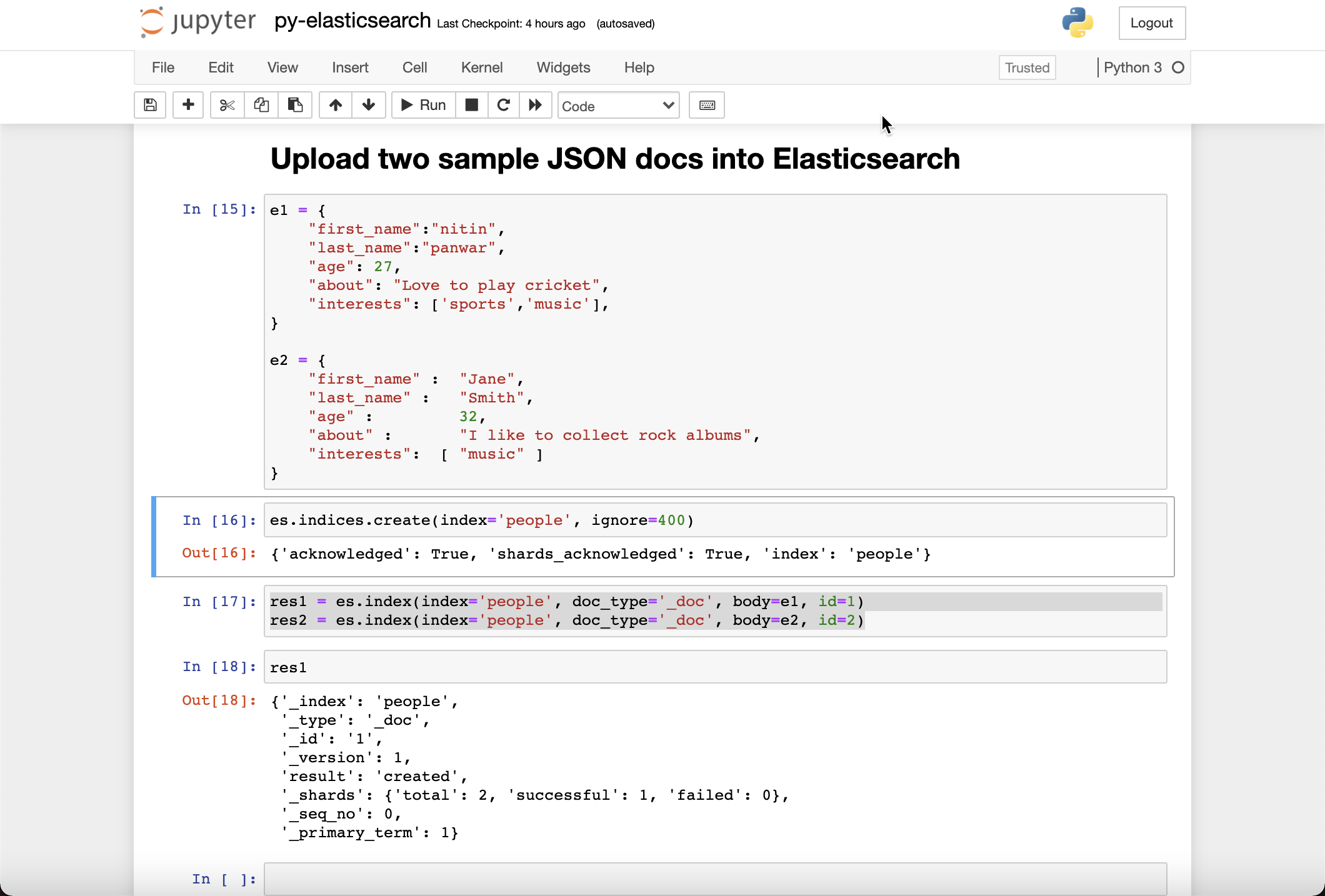 Elasticsearch：使用 Jupyter Notebook 创建 Python 应用导入 CSV 文件_jupter 导入csv中文-CSDN博客