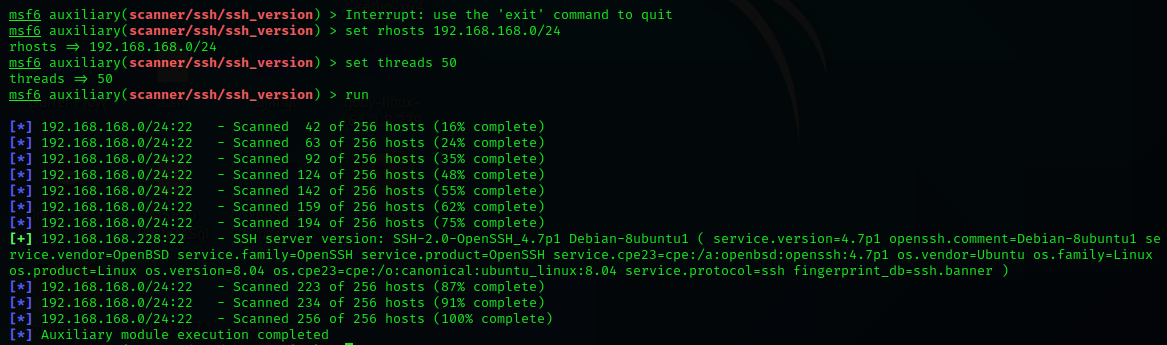 MSF对SSH服务器扫描_通过ssh连接服务器后进行服务器扫描-CSDN博客