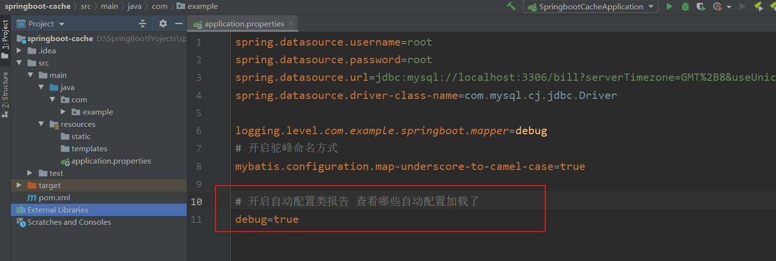 springboot配置之在配置文件中配置debug=true 开启自动配置类报告_在配置文件中设置debug=true。-CSDN博客