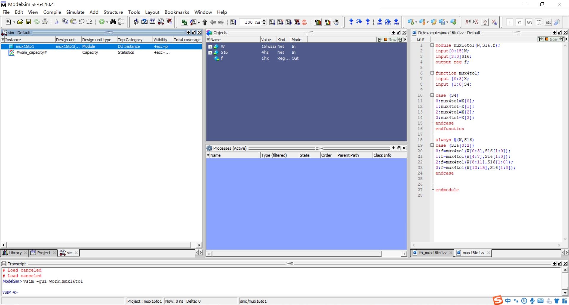 ModelSim SE-64 10.4的使用及书本121页个人实验_mmodelsimse10.4-CSDN博客