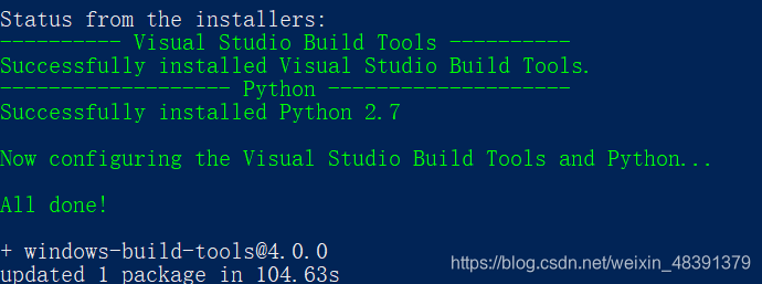 Npm Install Global Production Windows Build Tools卡在successfully