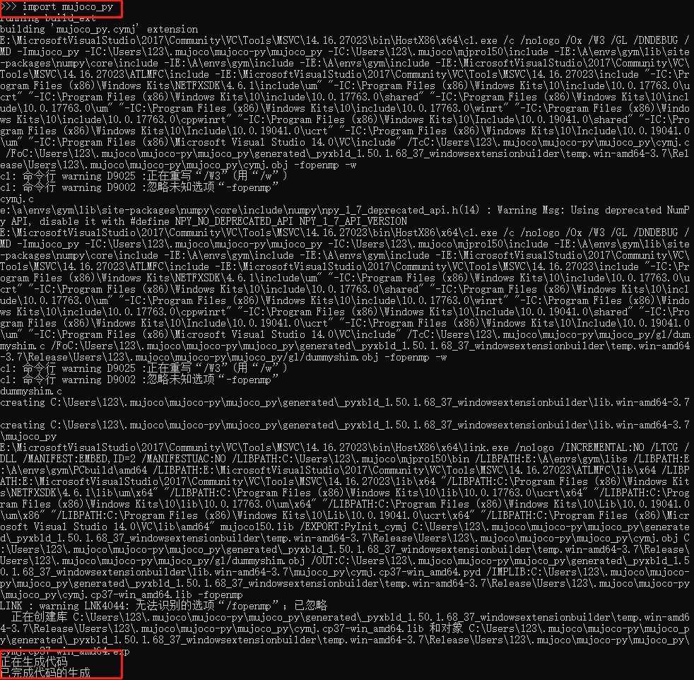 win10 安装gym[all]与mujoco的踩坑日志_c1: fatal error c1081:-CSDN博客