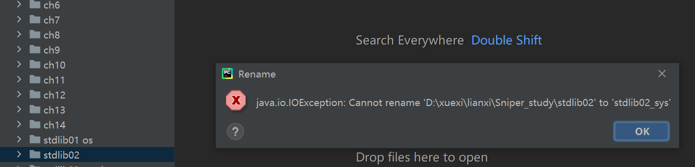 Pycharm 修改文件名时，弹窗报错： java io IOException: cannot rename XXX to XXX_java.io.ioexception:cannot ...
