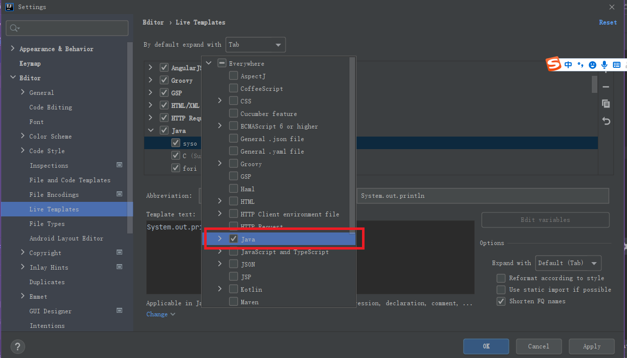 IDEA2021自定义代码自动补全（如syso）_idea2021自动补全_fengzelun的博客-CSDN博客