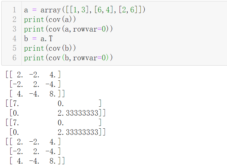numpy中的cov以及参数rowvar-CSDN博客