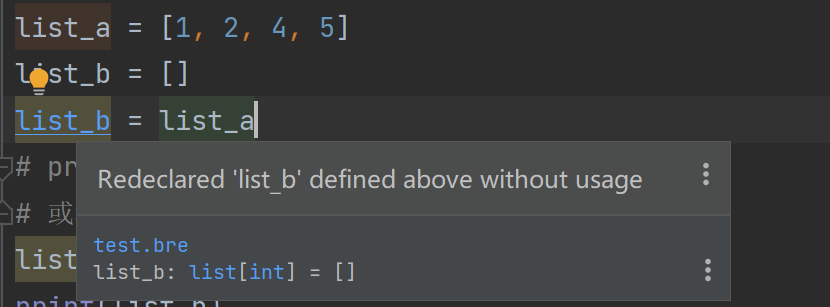 Redeclared ‘list_b‘ defined above without usage_redeclared defined ...