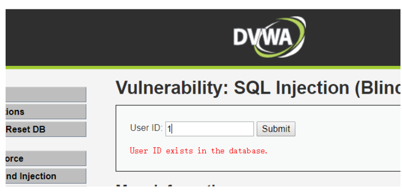 dvwa----sql盲注low级_user id exists in the database.-CSDN博客