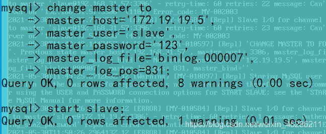 Mysql8主从同步出现slaveiorunning Connectingmy 002003 Csdn博客