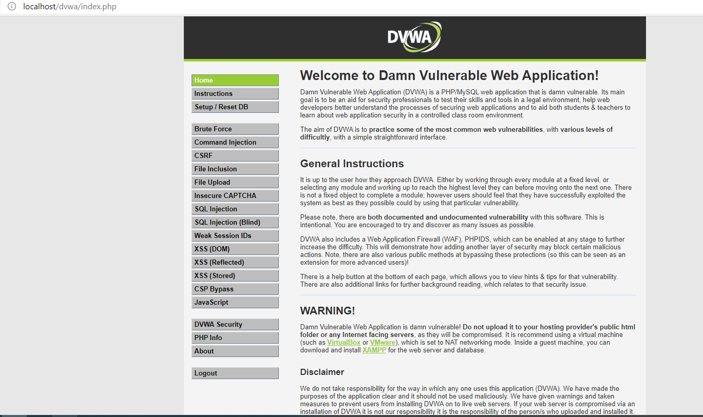 Windows10环境搭建DVWA及遇到的坑解决办法_dvwa搭建打开dvwapage文件失败-CSDN博客