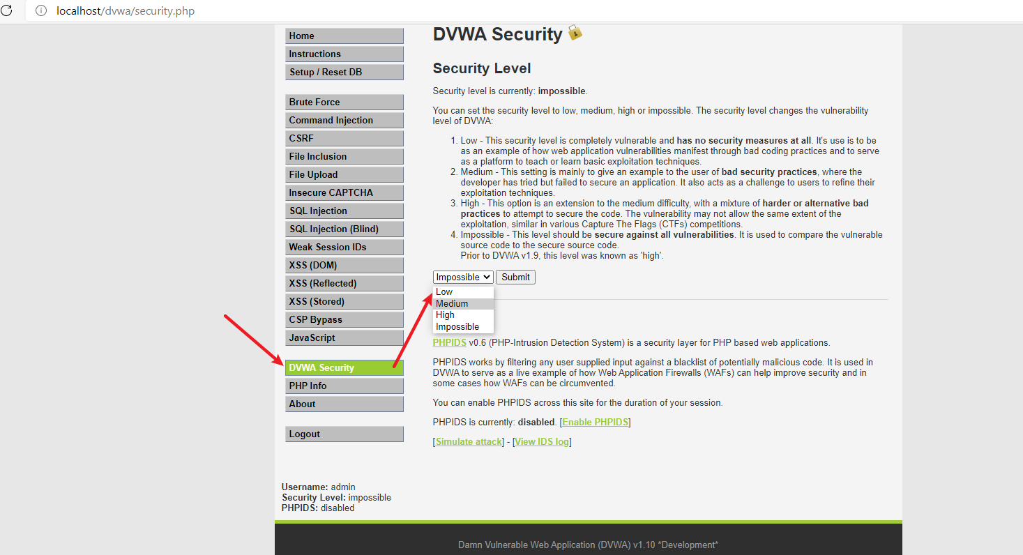 Windows10环境搭建DVWA及遇到的坑解决办法_dvwa搭建打开dvwapage文件失败-CSDN博客