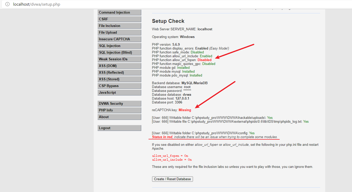 Windows10环境搭建DVWA及遇到的坑解决办法_dvwa搭建打开dvwapage文件失败-CSDN博客