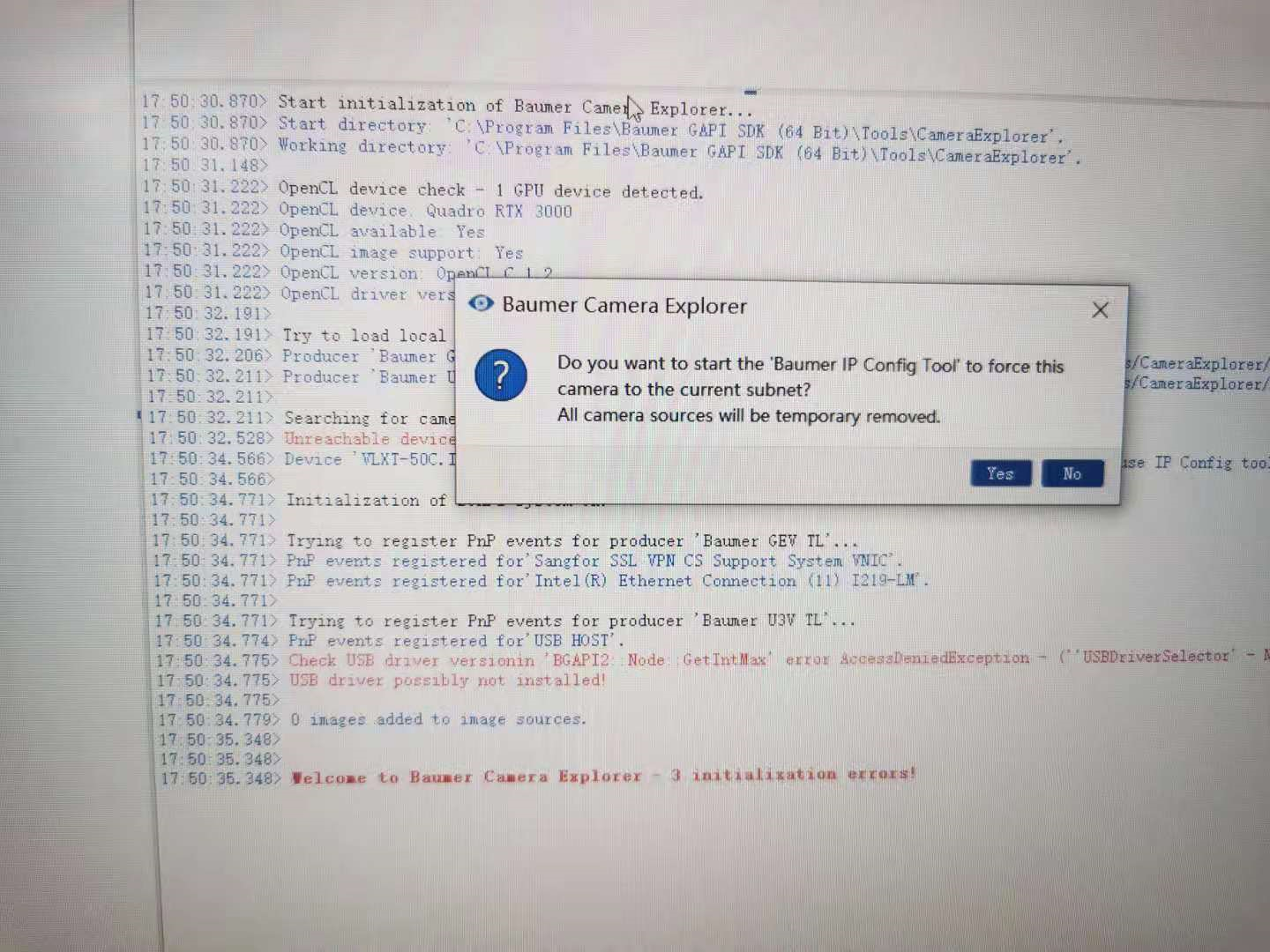 用Baumer相机无法Baumer Camera Explorer中相机无法连接_baumer 搜索不到相机-CSDN博客