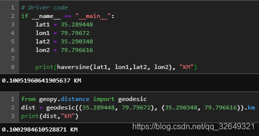 计算已知经纬度两点的距离python经纬度计算两点距离python Csdn博客 8306