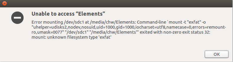 ubuntu16.04--mount:unknown filesystem type ‘exfat‘。解决方法：sudo apt-get install exfat-utils_unknown ...