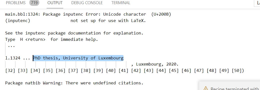 【已解决】Package inputenc: Unicode character (U+200B) (inputenc) not set up for use with LaTeX._not ...