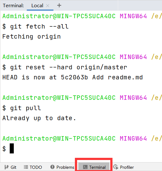 IDEA中Git拉取远程内容强制覆盖本地文件_idea git拉取代码覆盖本地-CSDN博客