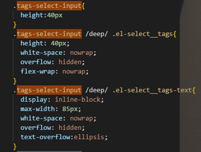 el-select使用了多选时，选中多个会撑开原始高度，样式错乱，使用tag展示，一行显示全部内容，超过显示长度并以...显示的方法 ...
