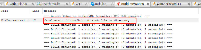 LittleVGL(LVGL)学习笔记——PC 模拟器的安装和使用（CodeBlocks）_||=== build: debug in littlevgl (compiler: gnu gcc ...