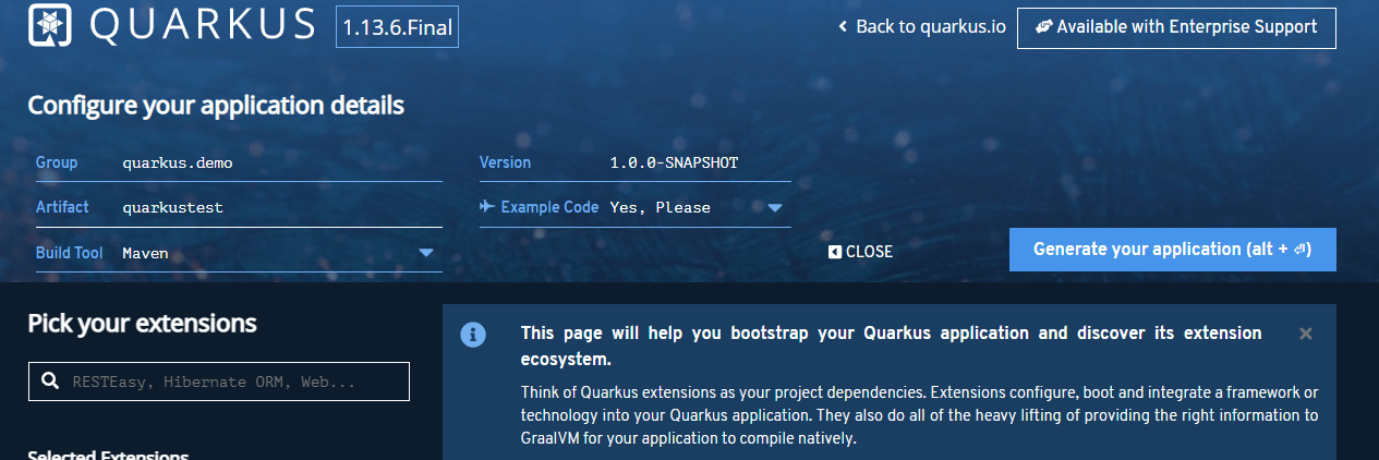 Quarkus框架一构建项目并启动_quarkus启动流程-CSDN博客