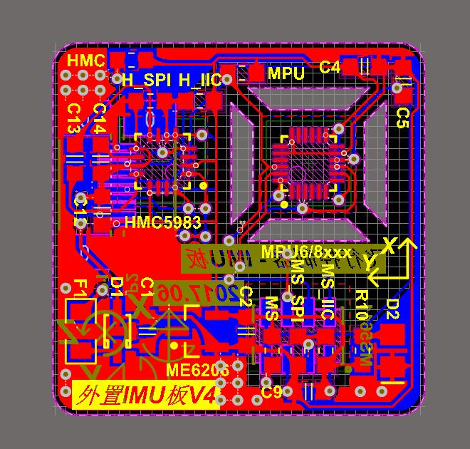 开源10轴IMU PCB，基于MEMS传感器MPU6500-HMC5983-AK8975-BMP280-MS5611设计，适用于多轴无人机 ...
