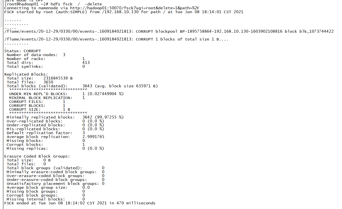 退出安全模式无法解决Caused by: org.apache.hadoop.ipc.RemoteException(org.apache.hadoop.hdfs.server ...