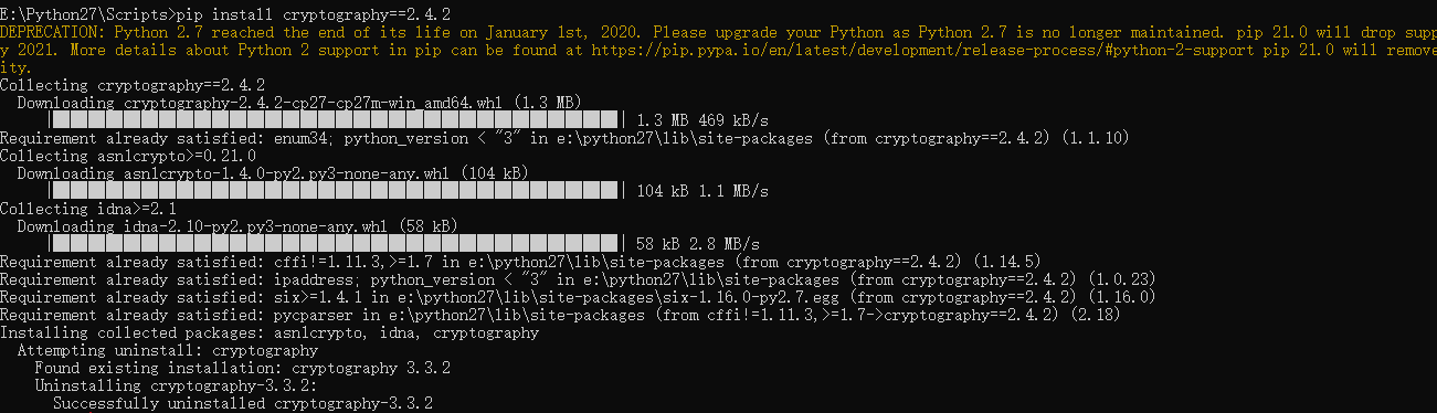 CryptographyDeprecationWarning: Python 2 is no longer supported by the Python core team. Support ...