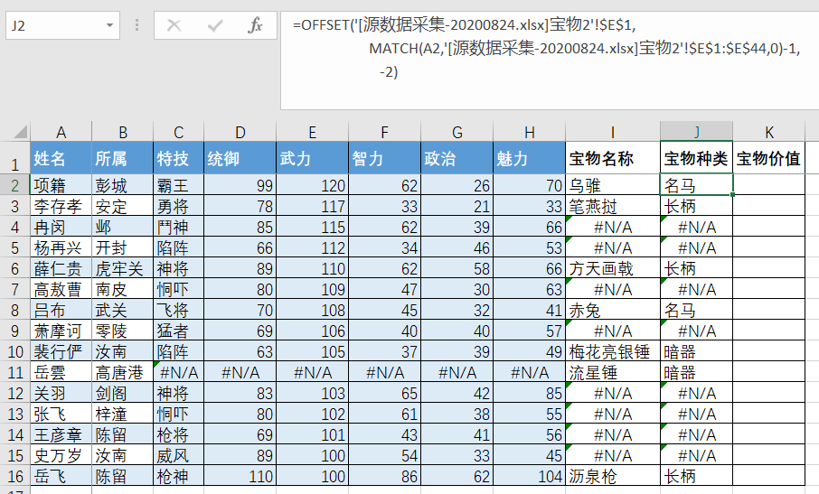 Excel常用查找函数，vlookup、match+index/offset_vlookup offset-CSDN博客