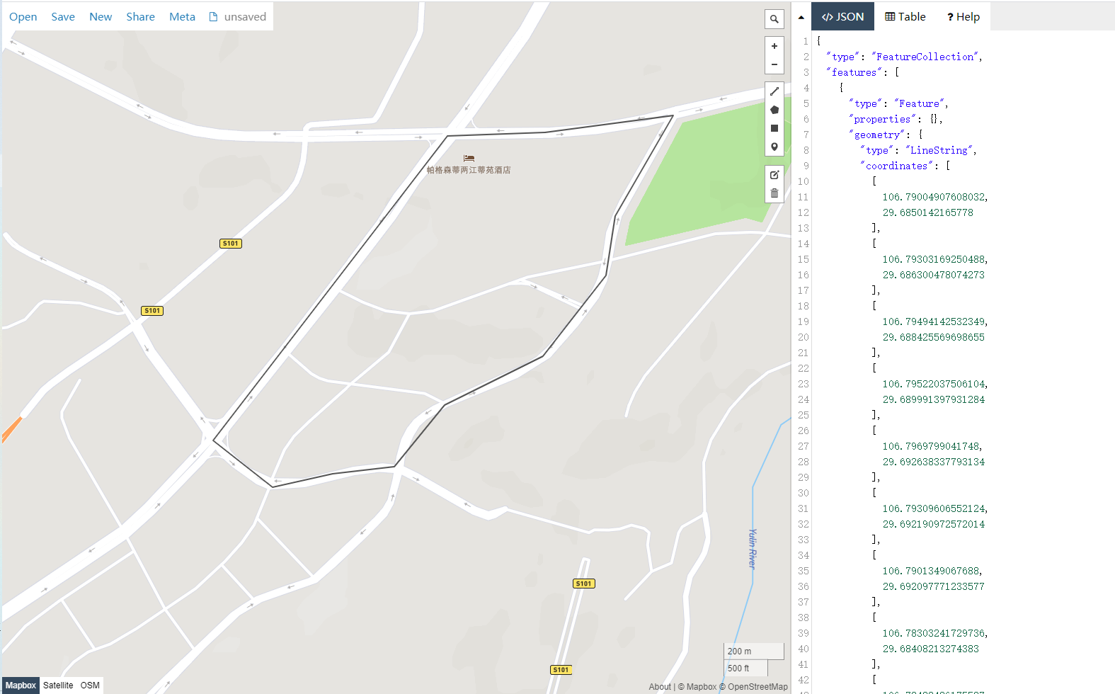 路线坐标绘制(满足GeoJson规范定义的type为MultiLineString的Geometry对象的coordinates部分 ...