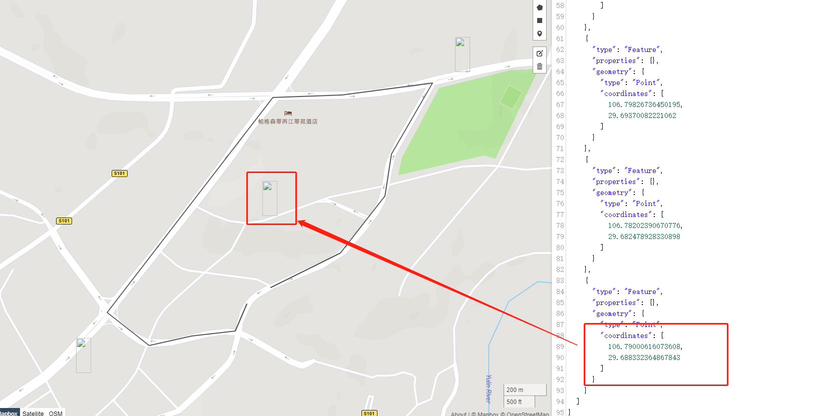 路线坐标绘制(满足GeoJson规范定义的type为MultiLineString的Geometry对象的coordinates部分 ...