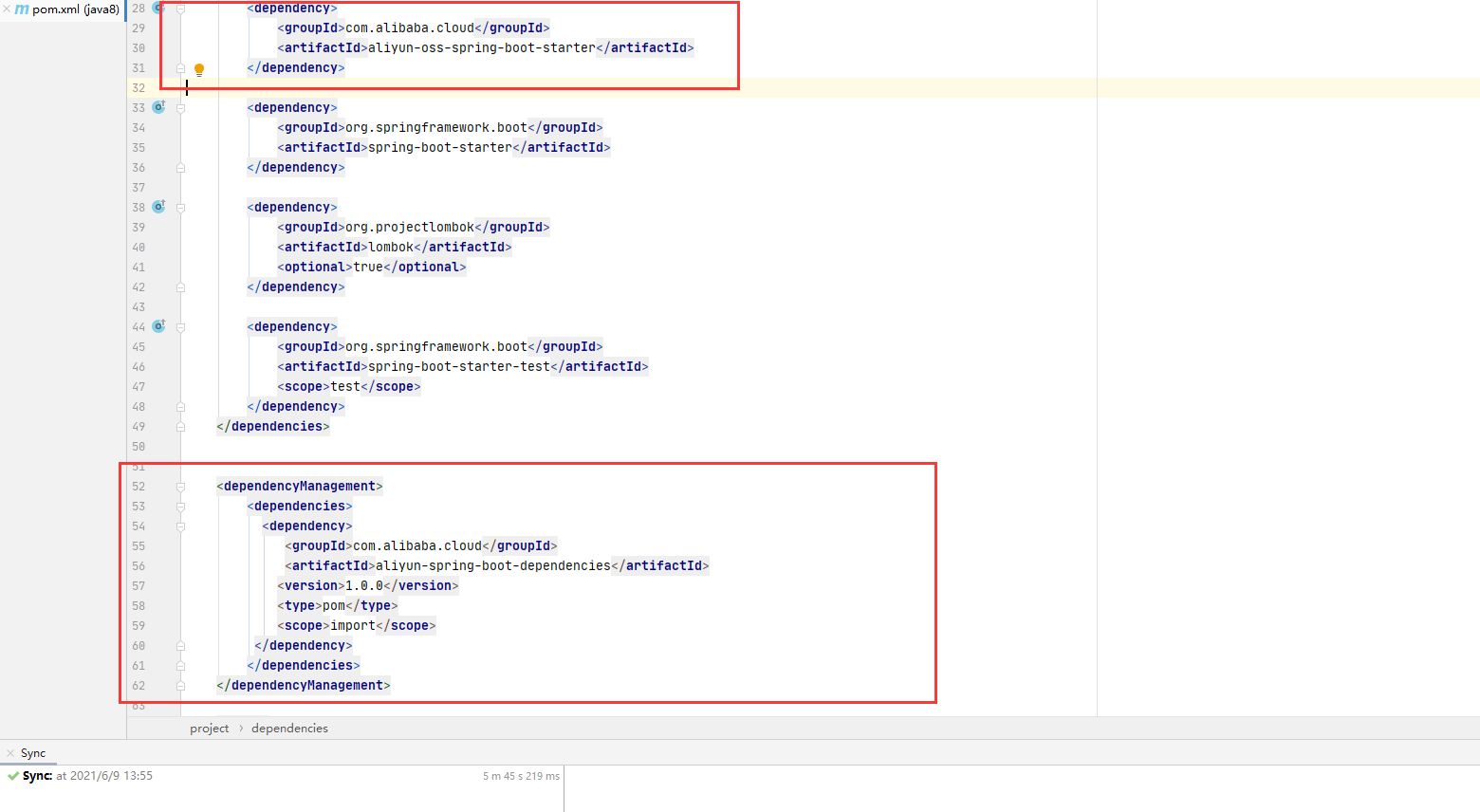 完美解决导入aliyun-oss-spring-boot-starter导入依赖报错_unresolved dependency: 'com.alibaba.cloud:aliyun-o-CSDN博客