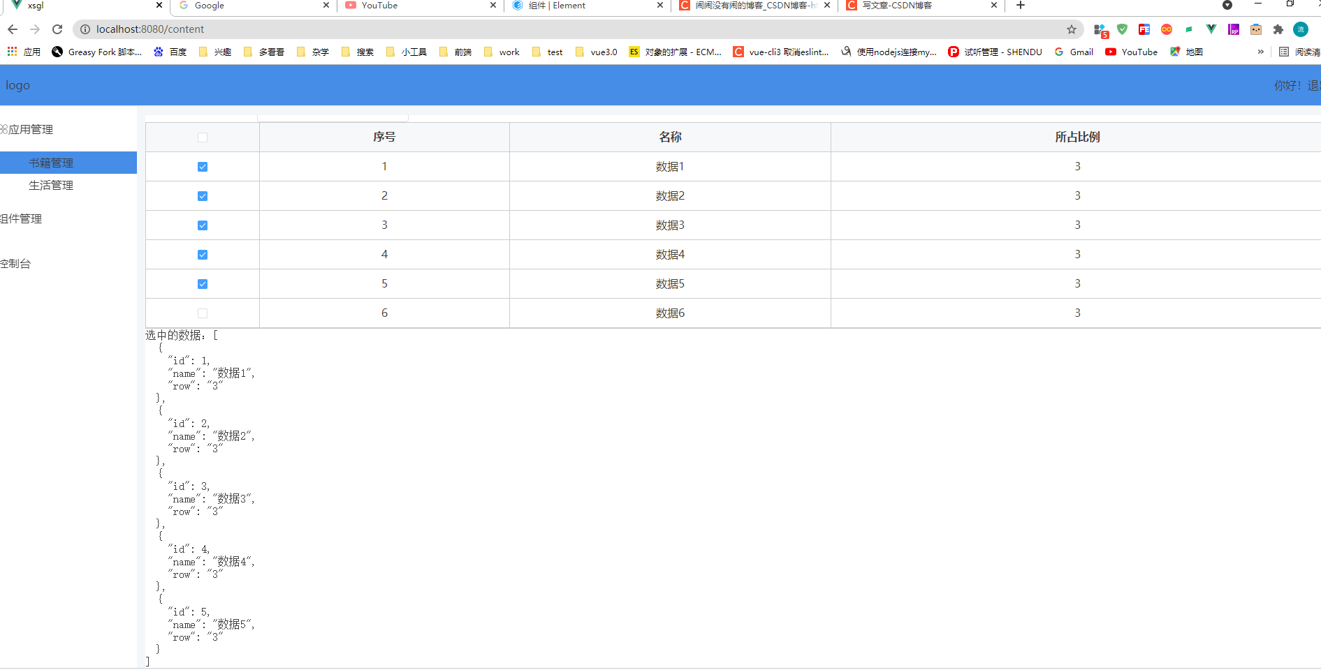 vue 表格里面的复选框，全选，单选_vue 自定义列表循环复选框边单选-CSDN博客