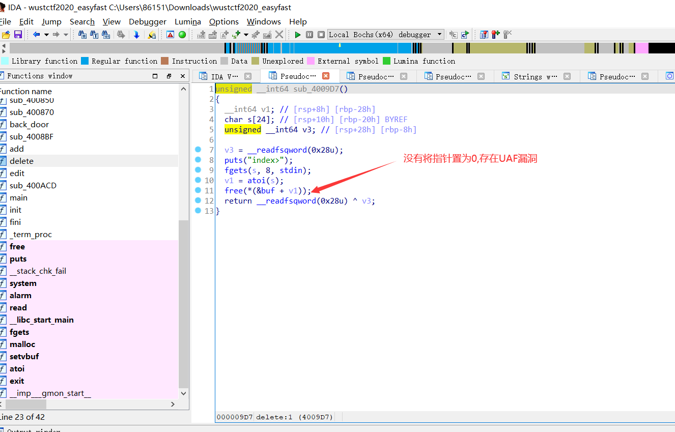 [BUUCTF]pwn - wustctf2020_easyfast (Use After Free)_pwn easyfast-CSDN博客
