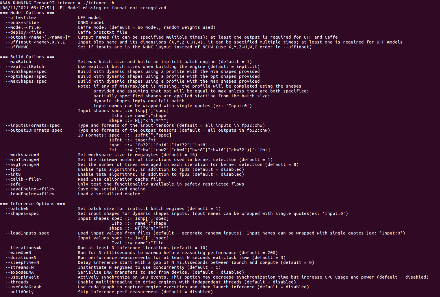 使用TensorRT7.0.0.11工具trtexec onnx模型转engine_trtexec -h-CSDN博客
