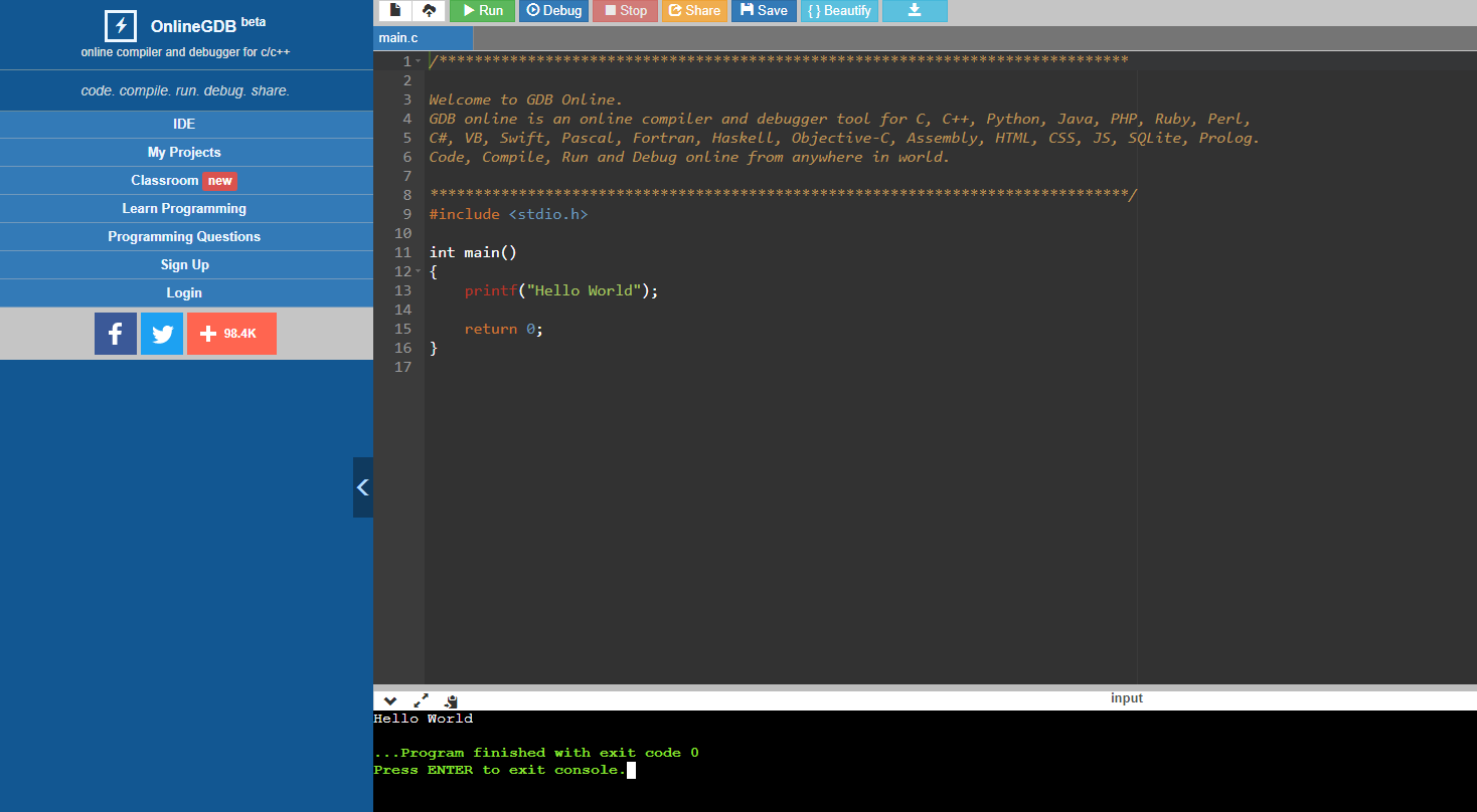 在线coding和compile网页 Onlinegdb Csdn博客