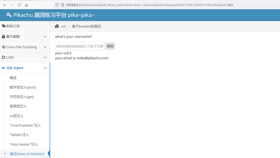 pikachu的盲注（base on boolian）_pikachu基于boolian的盲注-CSDN博客