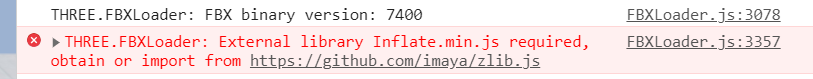 THREE.FBXLoader: External library Inflate.min.js required, obtain or import from （错误记录）-CSDN博客