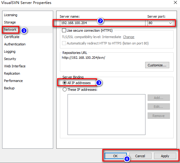 SVN---本地VisualSVN Server仓库地址设置为ip地址_网页直接打开 windows svn server 地址怎么设置-CSDN博客