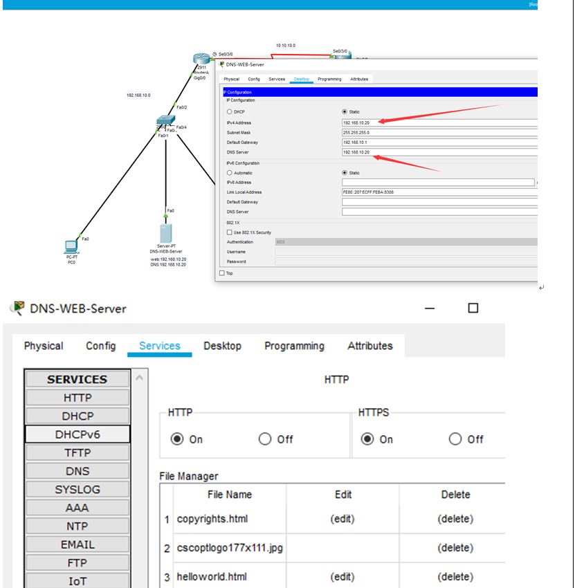 思科模拟器实现一个简单网络互通+(Dhcp+web+dns+ftp）综合实验_简单网络互通+(dhcp+web+dns+ftp)综合实验-CSDN博客