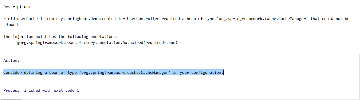 Consider defining a bean of type ‘org.springframework.cache.CacheManager‘ in your configuration ...